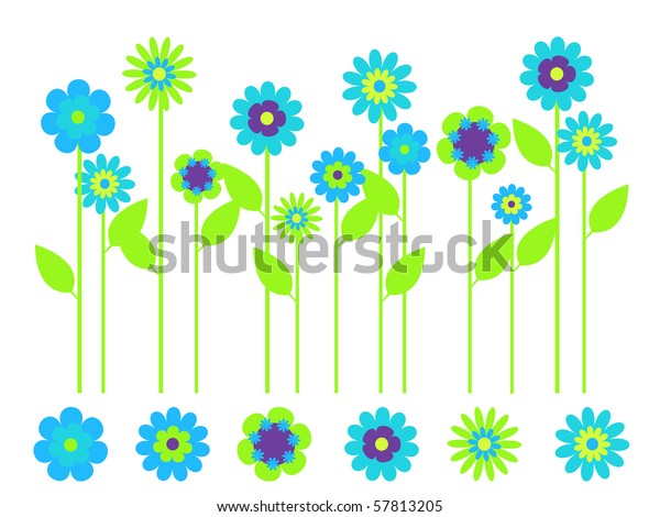 Elegant Bright Flower Border Individual Flowers Stock Vector (Royalty ...