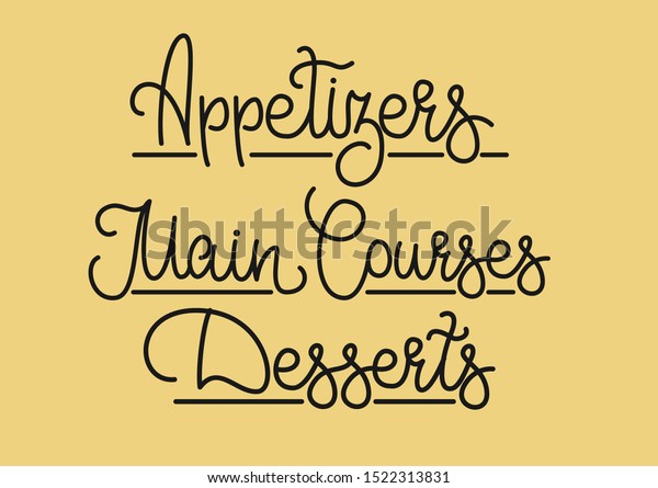 Vektor Stok Elegant Calligraphy Words Menu Design Appetizer (Tanpa ...