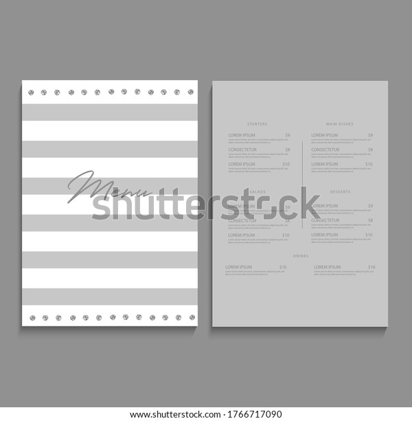 Elegant Color Contrast Menu Cafes Restaurants Stock Vector (Royalty ...