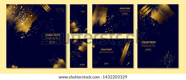 Elegant Creative Gold Card Templates Set: стоковая векторная графика ...