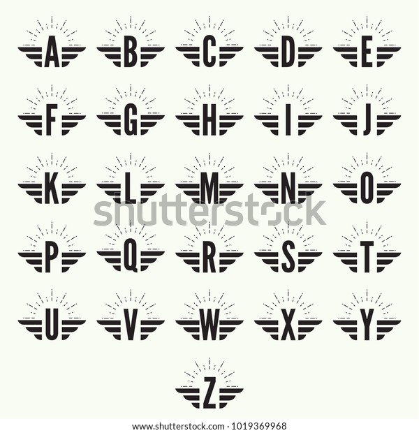 Elegant Dynamic Alphabet Letters Wings Monogram Stock Vector (Royalty ...