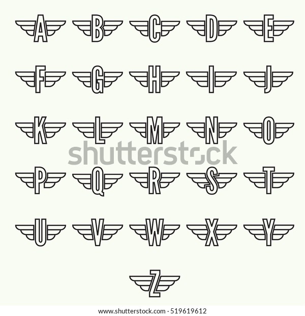 Elegant Dynamic Alphabet Letters Wings Stock Vector (Royalty Free ...