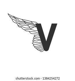Elegant Dynamic Letter V Wing Linear: vetor stock (livre de direitos ...