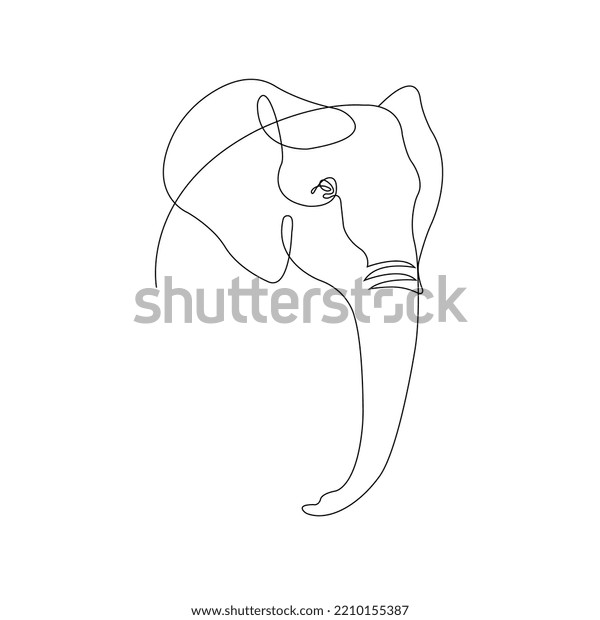 Elegant Flat One Line Elephant Art Stock Vector (Royalty Free ...