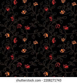 Elegant Floral Pattern Intertwining Leaves Flowers Stock Vector ...