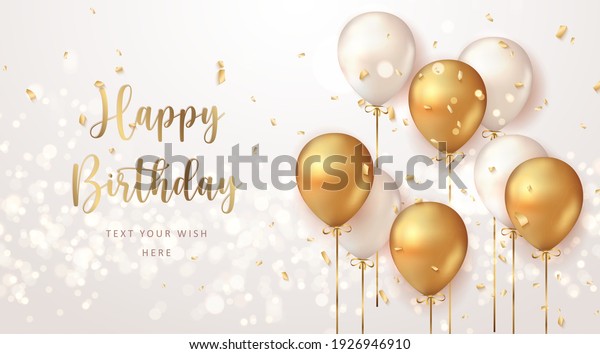 Elegant Golden Ballon Happy Birthday Celebration Stock Vector (Royalty ... Elegant Golden Ballon Happy Birthday Celebration Stock Vector (Royalty ...