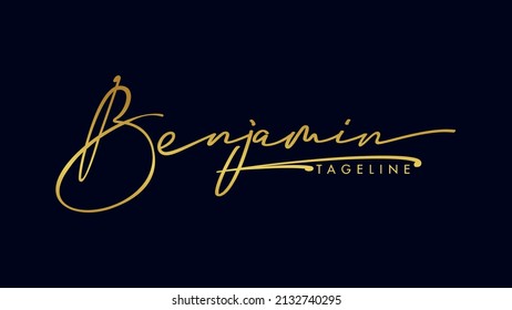 Elegant Golden Benjamin Name Vector Signature Stock Vector (Royalty ...