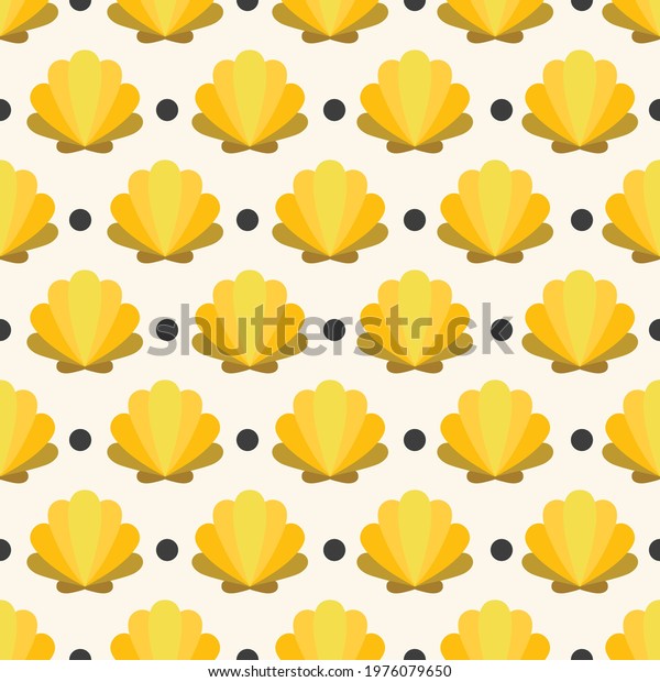 Elegant Golden Clam Shells Vector Seamless Stock Vector (Royalty Free ...