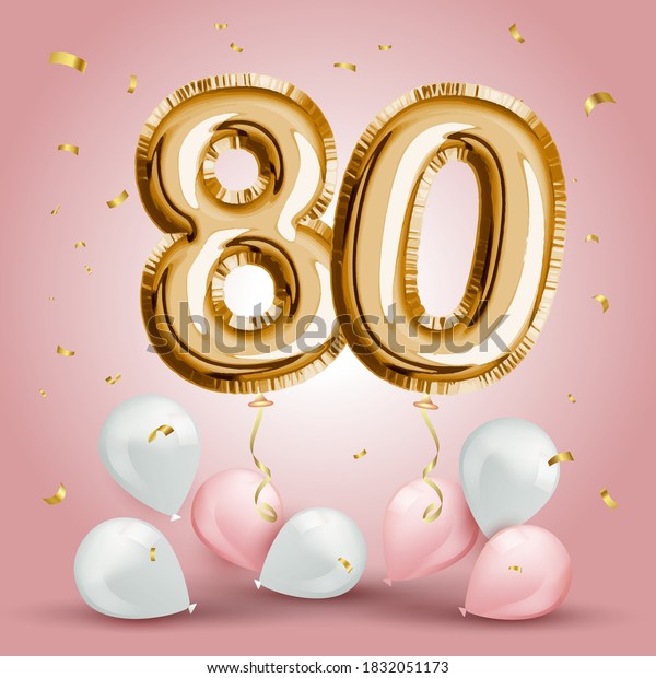 Elegant Greeting Celebration Eighty Years Birthday Stock Vector ...