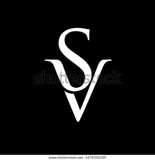 Elegant Initial Letter Sv Black Background Stock Vector (Royalty Free ...