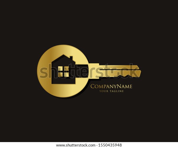Elegant Key House Logo Design Real Stock Vector (Royalty Free) 1550435948