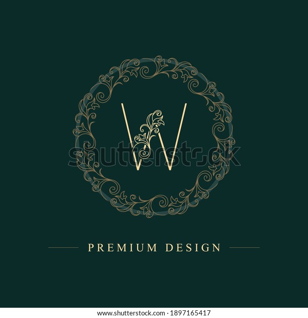 Elegant Letter W Thin Line Vintage Stock Vector (Royalty Free ...