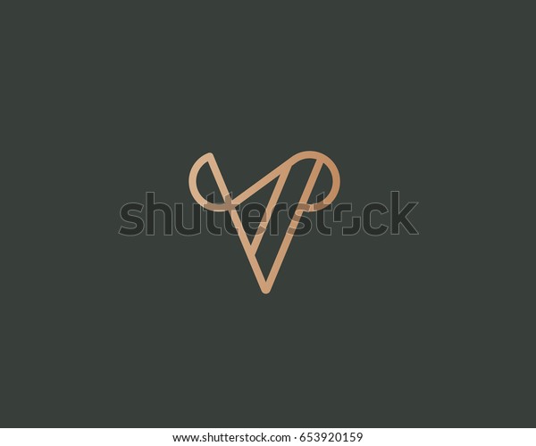 Logotipo vectorial de curva de línea elegante. Diseño del logotipo V de ...