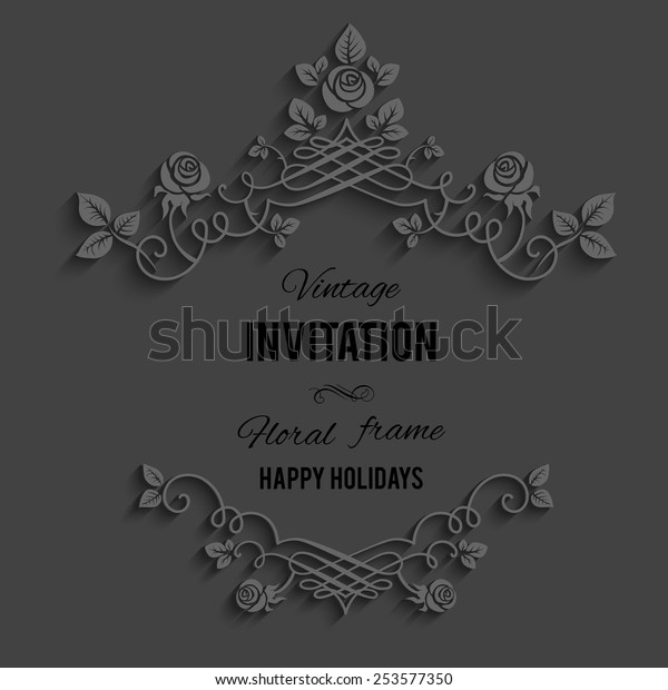 Elegant Ornate Floral Frame On Dark Stock Vector (Royalty Free) 253577350 Elegant Ornate Floral Frame On Dark Stock Vector (Royalty Free) 253577350