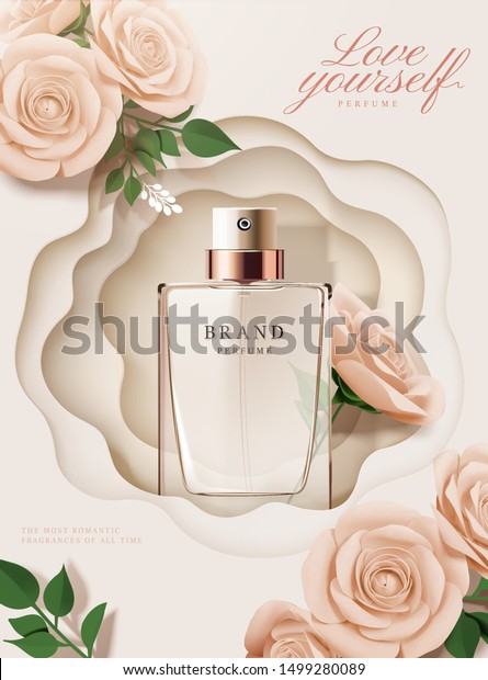 Elegant Perfume Poster Ads Paper Roses Stock Vector (Royalty Free ...