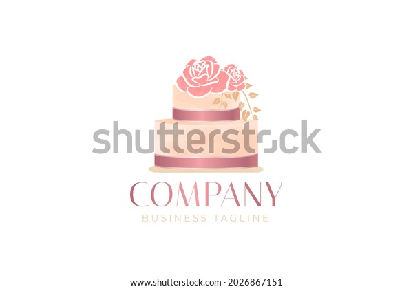 Elegant Pink Cake Logo Design Stock Vector (Royalty Free) 2026867151 ...