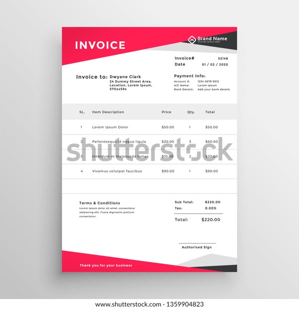 Elegant Red Invoice Template Design Stock Vector (Royalty Free ...