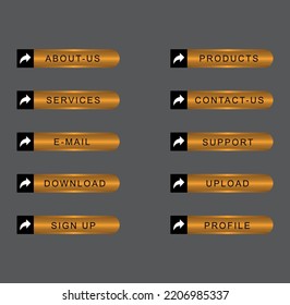 Elegant Set Golden Web Ui Button Stock Vector (Royalty Free) 2206985337 ...