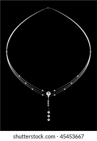 Elegant Silver Diamond Necklace Vector Version: vector de stock (libre ...