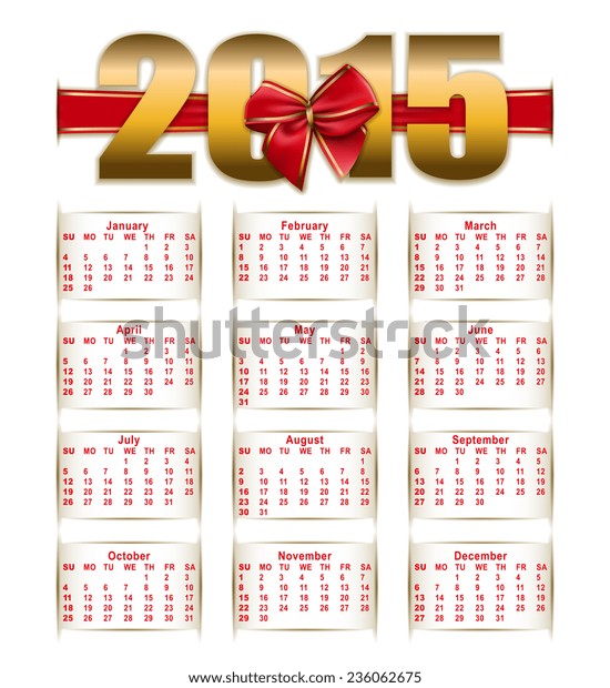 Elegant Template 2015 Calendar Year Ribbon Stock Vector (Royalty Free ...