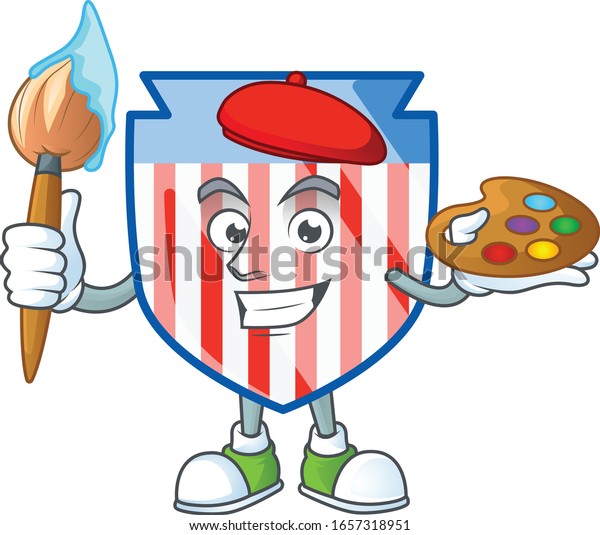 Elegant Usa Stripes Shield Painter Mascot Stock Vector (Royalty Free ...
