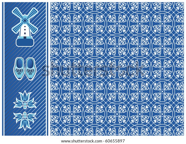 Elegant Whiteblue Pattern Icons Dutch Style Stock Vector (Royalty Free ...