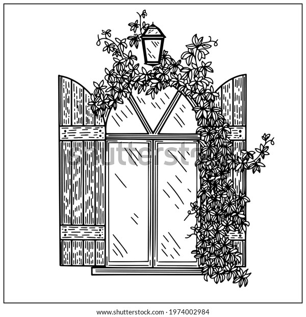 Elements Architecture Open Window Background Window Stock Vector ...