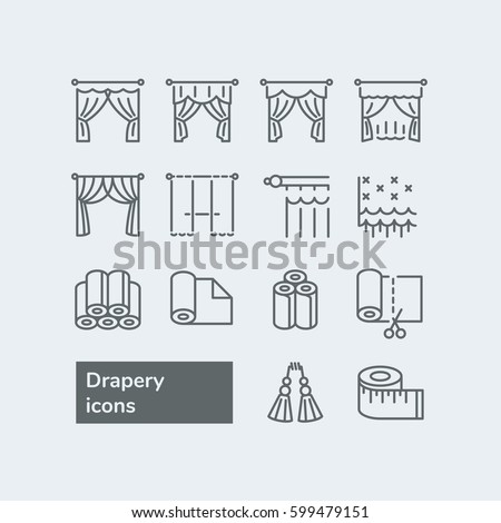 Elements Drapery Curtain Shop Vector Line Stock Vector (Royalty Free ...
