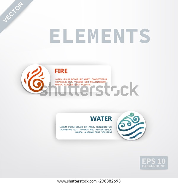 Elements Fire Water Icons Texture Watercolor Stock Vector (Royalty Free ...