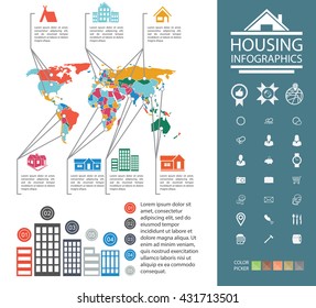 Elements Infographics Urban Housing Data Reporting: เวกเตอร์สต็อก (ปลอด ...