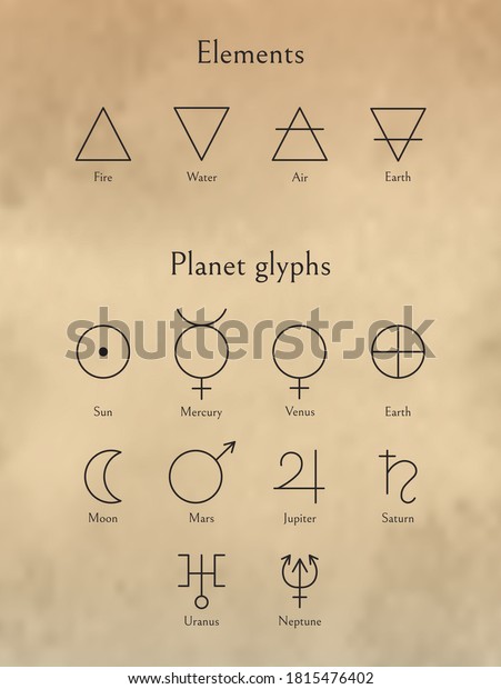 Elements Signs Planet Glyphs Set Planets Stock Vector (Royalty Free ...