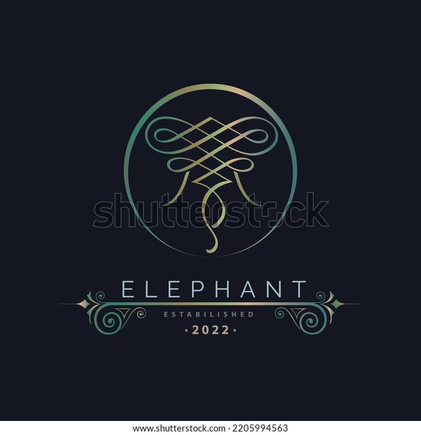 Elephant Calligraphy Style Luxury Monogram Logo Stock Vector (Royalty ...