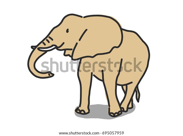 Elephant Cartoon Line Drawing Hand Drawn Stock Vector (Royalty Free ...