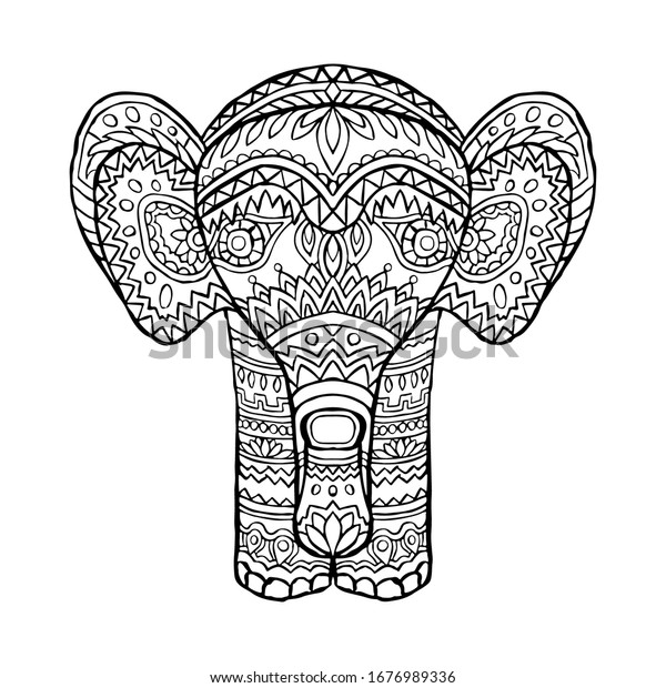 Elephant Coloring Book Front View Vector Stock Vector (Royalty Free ...