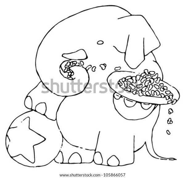 Elephant Eating Nuts Vector Cartoon Over: เวกเตอร์สต็อก (ปลอดค่า ...