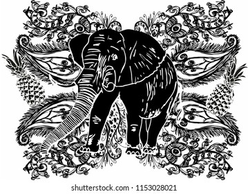 Elephant Flower Graphic Design Vector Art Stock Vector (Royalty Free ...