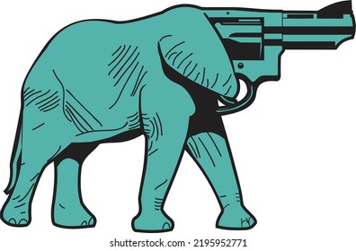 Elephant Gun Art Fully Editable Stock Vector (Royalty Free) 2195952771 ...