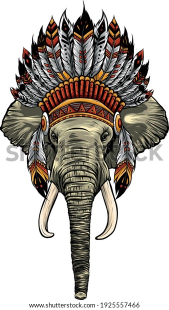 Elephant Head American Indian Chief Headdress Stock Vector (Royalty ...