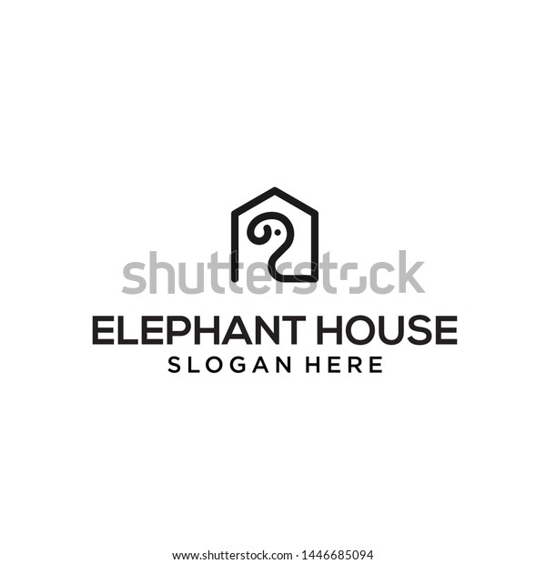 Elephant House Logo Elephant Logo Stock Vector (Royalty Free) 1446685094