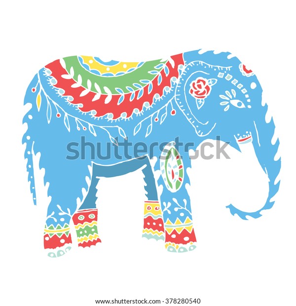 Elephant Light Blue Color Stock Vector (Royalty Free) 378280540