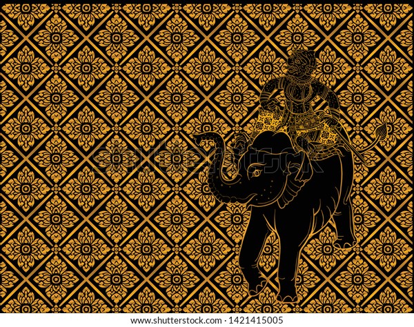Elephant On Thai Traditional Pattern Vector Stock Vector (Royalty Free ...