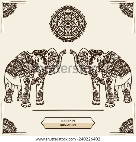 Elephant Pattern Style Mehendi India Stock Vector (Royalty Free ...
