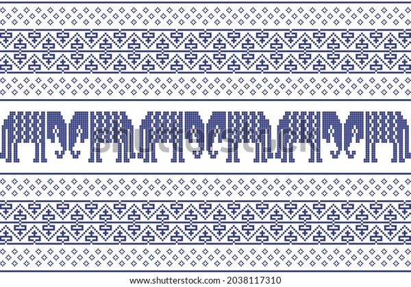 Elephant Patterned Fabric On Silk Thailand: เวกเตอร์สต็อก (ปลอดค่า ...