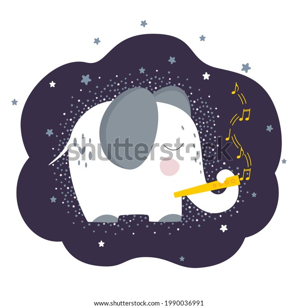 Elephant Playing Flute On White Background Stock Vector (Royalty Free ...