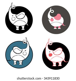 Elephant Round Logos Different Styles Stock Vector (Royalty Free ...