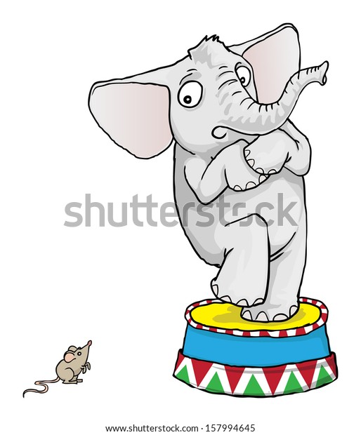 Elephant Scared Little Mouse Vector Illustration Stock Vector (Royalty ...