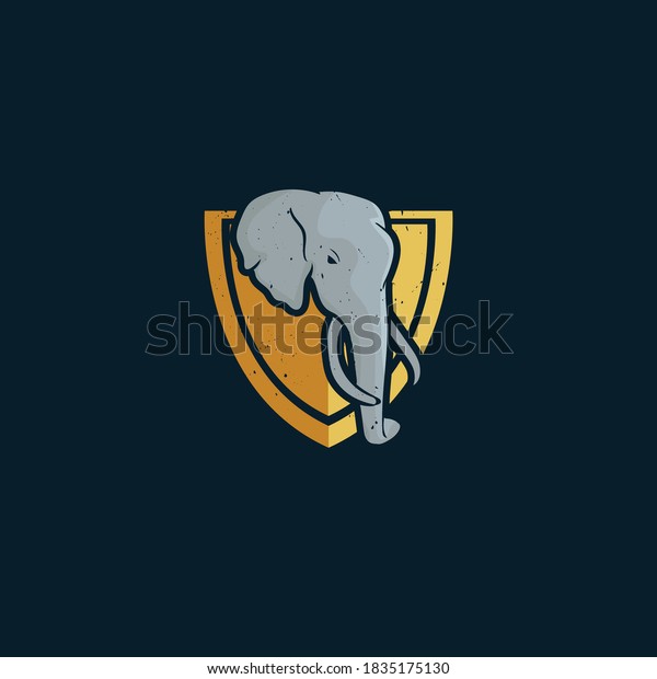 Elephant Shield Sunset Vintage Style Logo Stock Vector (Royalty Free ...
