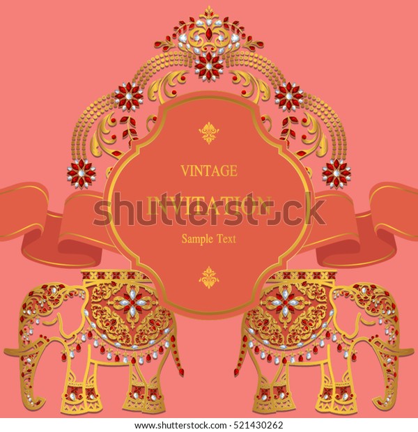Elephant Wedding Card Stock Vector (Royalty Free) 521430262
