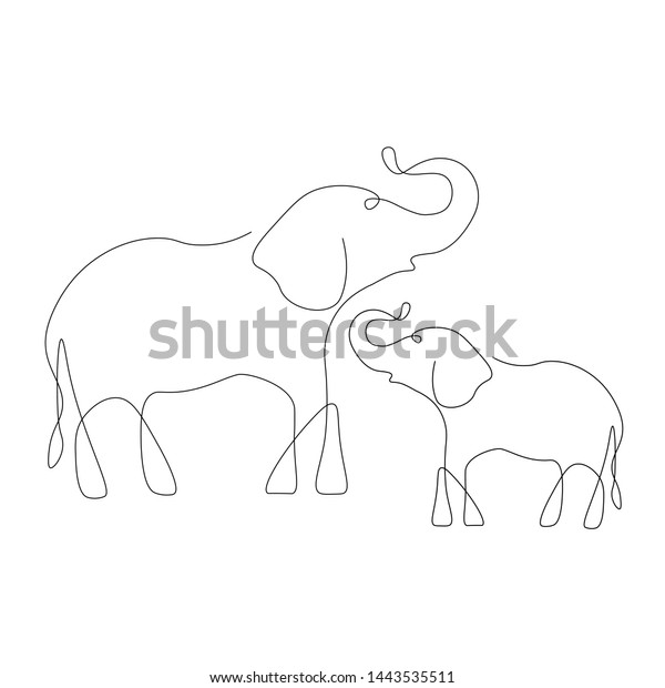 Elephants Animal Line Drawing Vector Illustration Stock Vector (Royalty ...