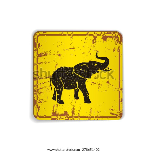 Elephants Old Road Warning Sign Vector Stock Vector (Royalty Free ...
